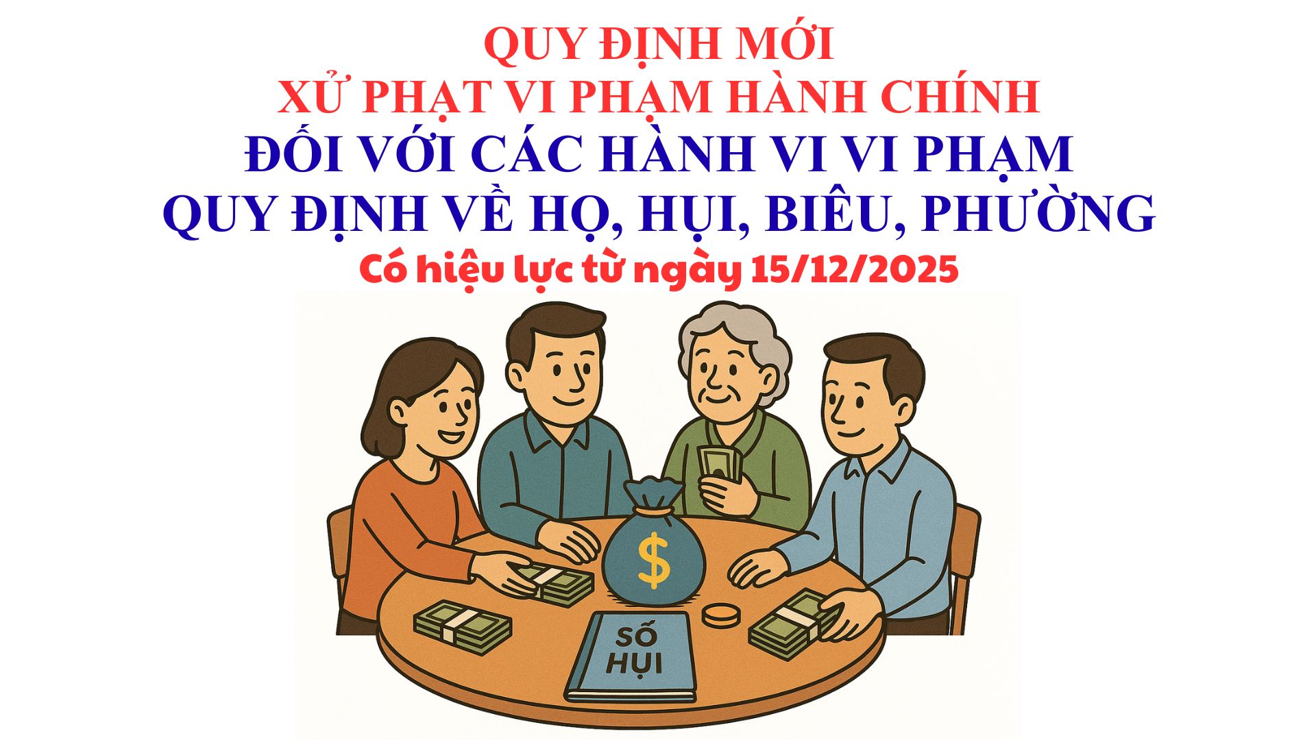 Quy định mới xử phạt vi phạm hành chính đối với các hành vi vi phạm quy định về họ, hụi, biêu ...